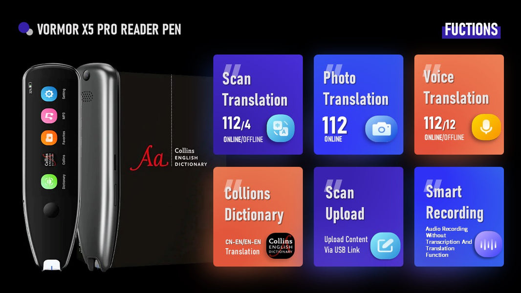 Vormor X5 Pro Reader Pen 112 Languages Translator Device Translation P
